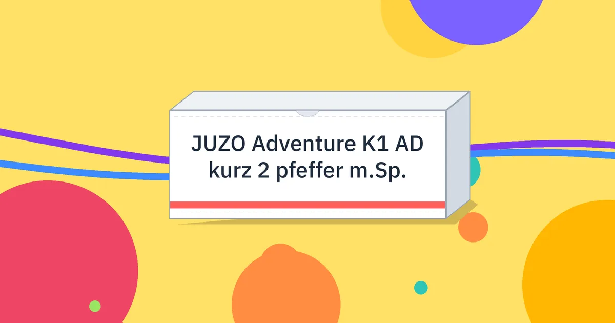 Symbolbild: Packung mit der Aufschrift JUZO Adventure K1 AD kurz 2 pfeffer m.Sp. (PZN 14972103) – Verfügbarkeit und Bezug in Apotheken in Frankfurt am Main