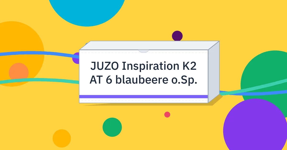 Symbolbild: Packung mit der Aufschrift JUZO Inspiration K2 AT 6 blaubeere o.Sp. (PZN 14927143) – Verfügbarkeit und Bezug in Apotheken in Frankfurt am Main