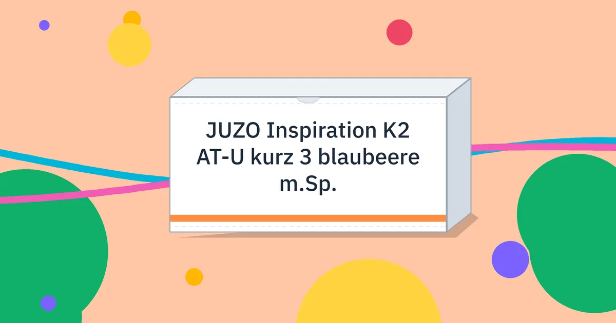 Symbolbild: Packung mit der Aufschrift JUZO Inspiration K2 AT-U kurz 3 blaubeere m.Sp. (PZN 14952365) – Verfügbarkeit und Bezug in Apotheken in Frankfurt am Main