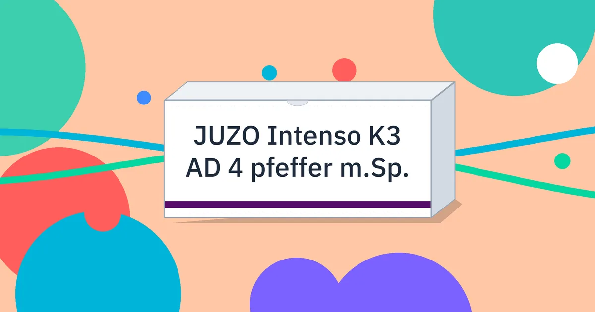 Symbolbild: Packung mit der Aufschrift JUZO Intenso K3 AD 4 pfeffer m.Sp. (PZN 18627231) – Verfügbarkeit und Bezug in Apotheken in Frankfurt am Main
