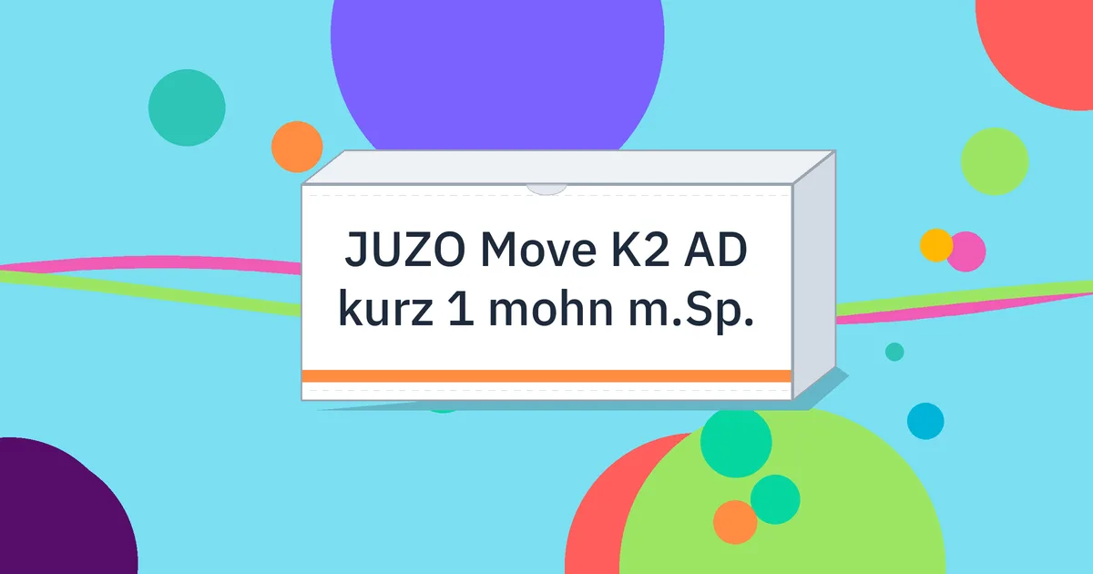 Symbolbild: Packung mit der Aufschrift JUZO Move K2 AD kurz 1 mohn m.Sp. (PZN 18540211) – Verfügbarkeit und Bezug in Apotheken in Frankfurt am Main