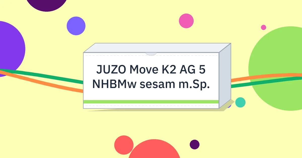 Symbolbild: Packung mit der Aufschrift JUZO Move K2 AG 5 NHBMw sesam m.Sp. (PZN 18523632) – Verfügbarkeit und Bezug in Apotheken in Frankfurt am Main