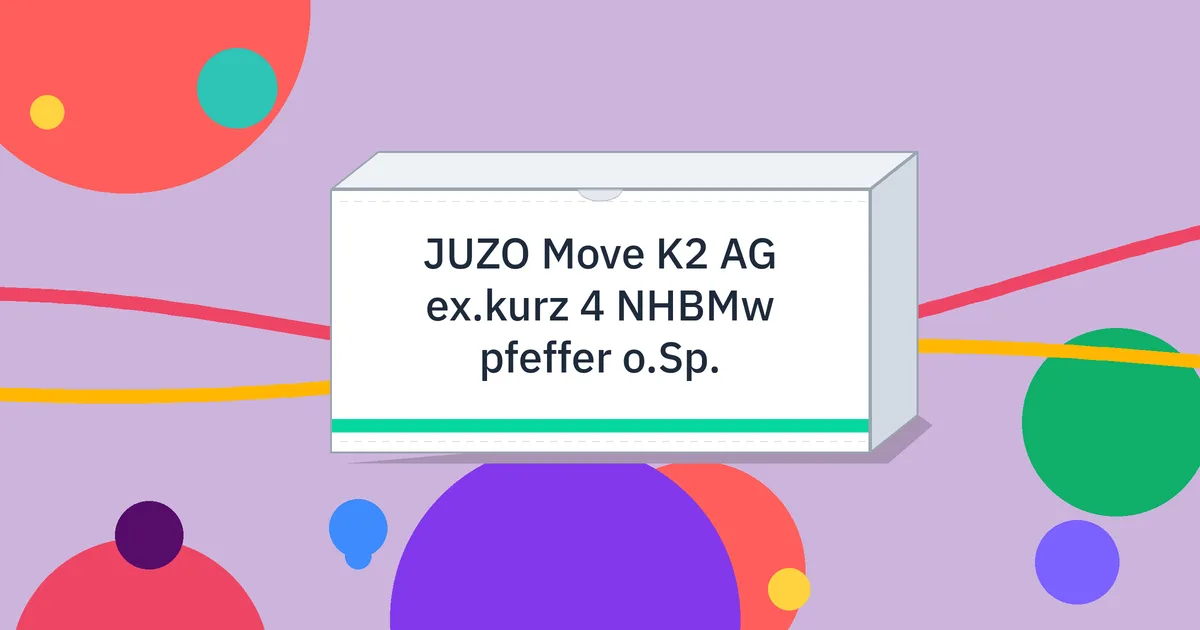Symbolbild: Packung mit der Aufschrift JUZO Move K2 AG ex.kurz 4 NHBMw pfeffer o.Sp. (PZN 16644780) – Verfügbarkeit und Bezug in Apotheken in Frankfurt am Main