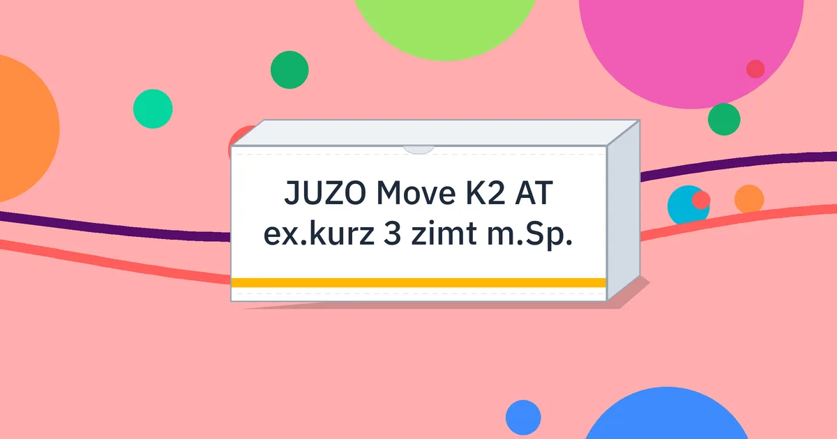 Symbolbild: Packung mit der Aufschrift JUZO Move K2 AT ex.kurz 3 zimt m.Sp. (PZN 20670671) – Verfügbarkeit und Bezug in Apotheken in Frankfurt am Main