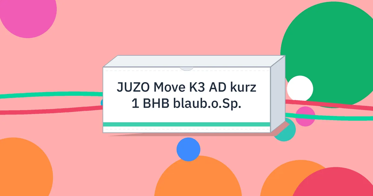 Symbolbild: Packung mit der Aufschrift JUZO Move K3 AD kurz 1 BHB blaub.o.Sp. (PZN 18572895) – Verfügbarkeit und Bezug in Apotheken in Frankfurt am Main