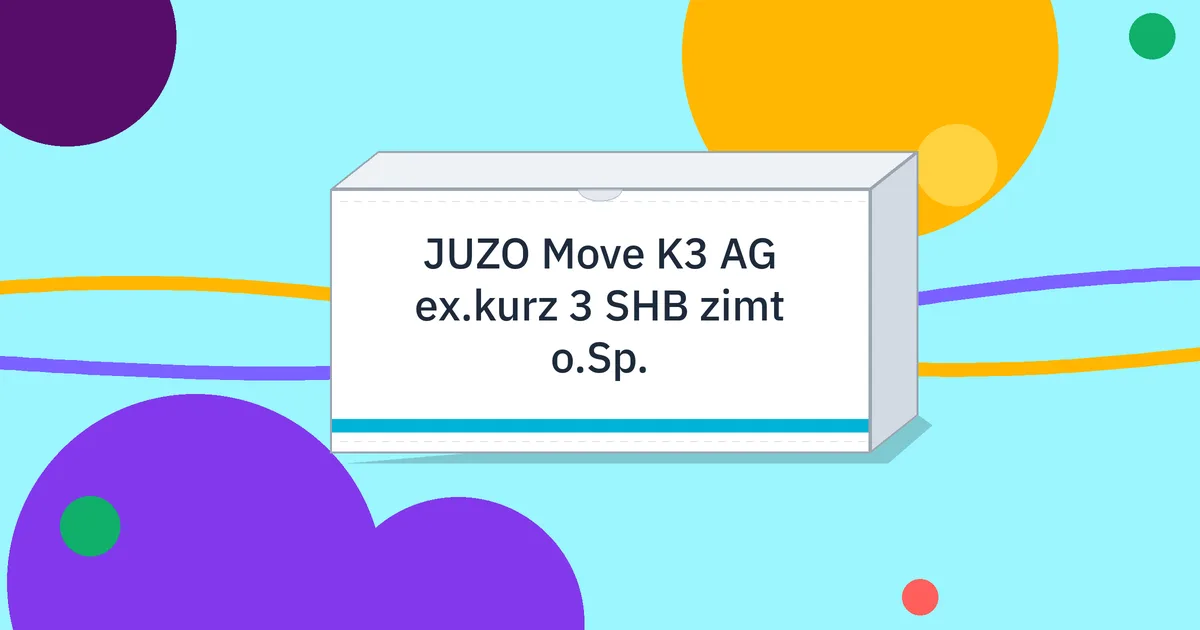 Symbolbild: Packung mit der Aufschrift JUZO Move K3 AG ex.kurz 3 SHB zimt o.Sp. (PZN 18585320) – Verfügbarkeit und Bezug in Apotheken in Frankfurt am Main