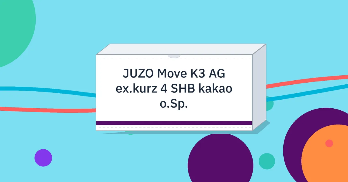 Symbolbild: Packung mit der Aufschrift JUZO Move K3 AG ex.kurz 4 SHB kakao o.Sp. (PZN 18597300) – Verfügbarkeit und Bezug in Apotheken in Frankfurt am Main