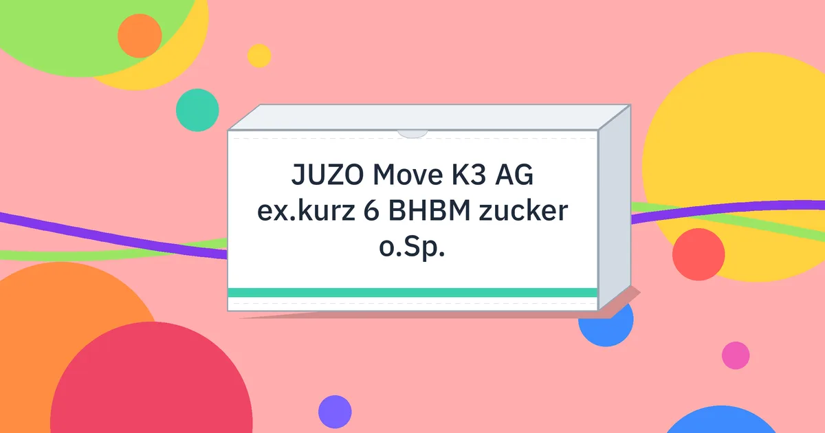 Symbolbild: Packung mit der Aufschrift JUZO Move K3 AG ex.kurz 6 BHBM zucker o.Sp. (PZN 18585952) – Verfügbarkeit und Bezug in Apotheken in Frankfurt am Main