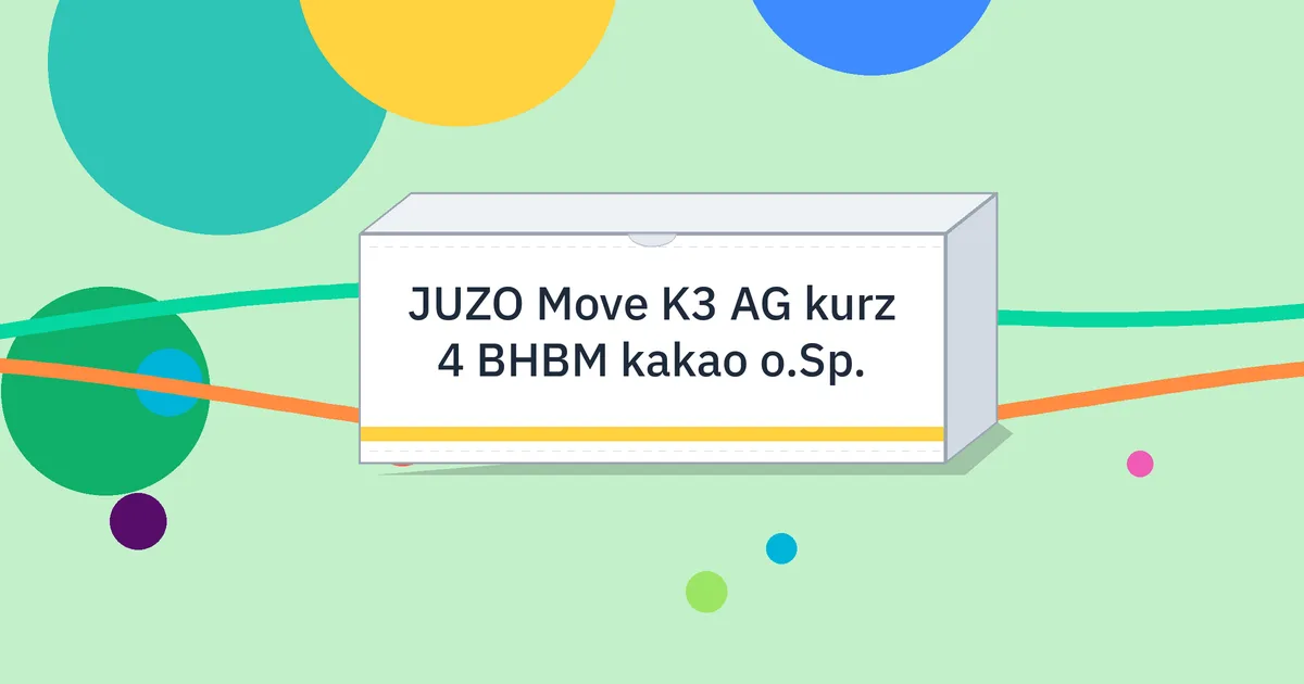 Symbolbild: Packung mit der Aufschrift JUZO Move K3 AG kurz 4 BHBM kakao o.Sp. (PZN 18594017) – Verfügbarkeit und Bezug in Apotheken in Frankfurt am Main