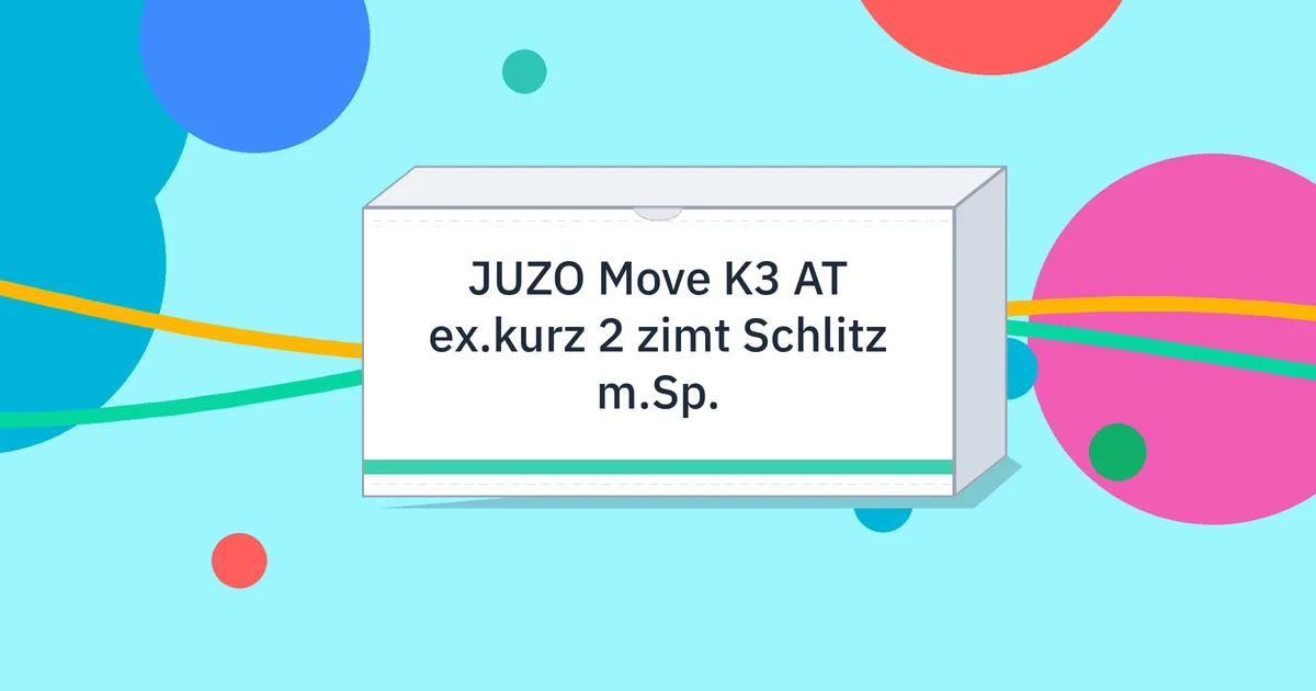 Symbolbild: Packung mit der Aufschrift JUZO Move K3 AT ex.kurz 2 zimt Schlitz m.Sp. (PZN 20680971) – Verfügbarkeit und Bezug in Apotheken in Frankfurt am Main