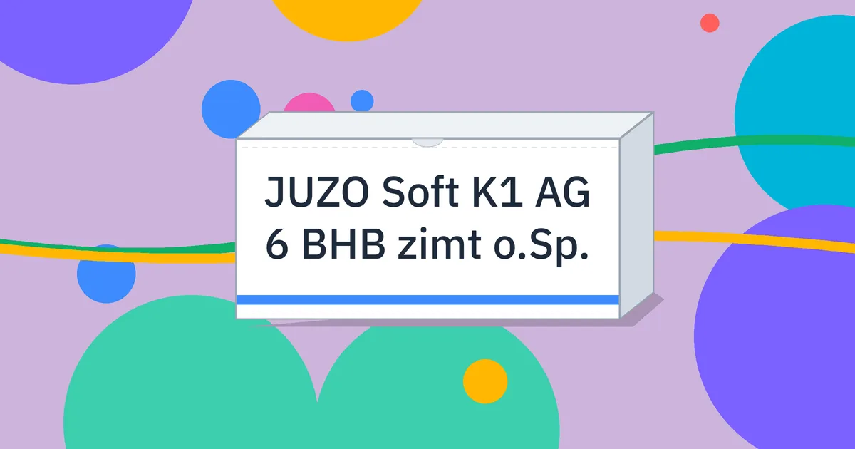 Symbolbild: Packung mit der Aufschrift JUZO Soft K1 AG 6 BHB zimt o.Sp. (PZN 14821433) – Verfügbarkeit und Bezug in Apotheken in Frankfurt am Main