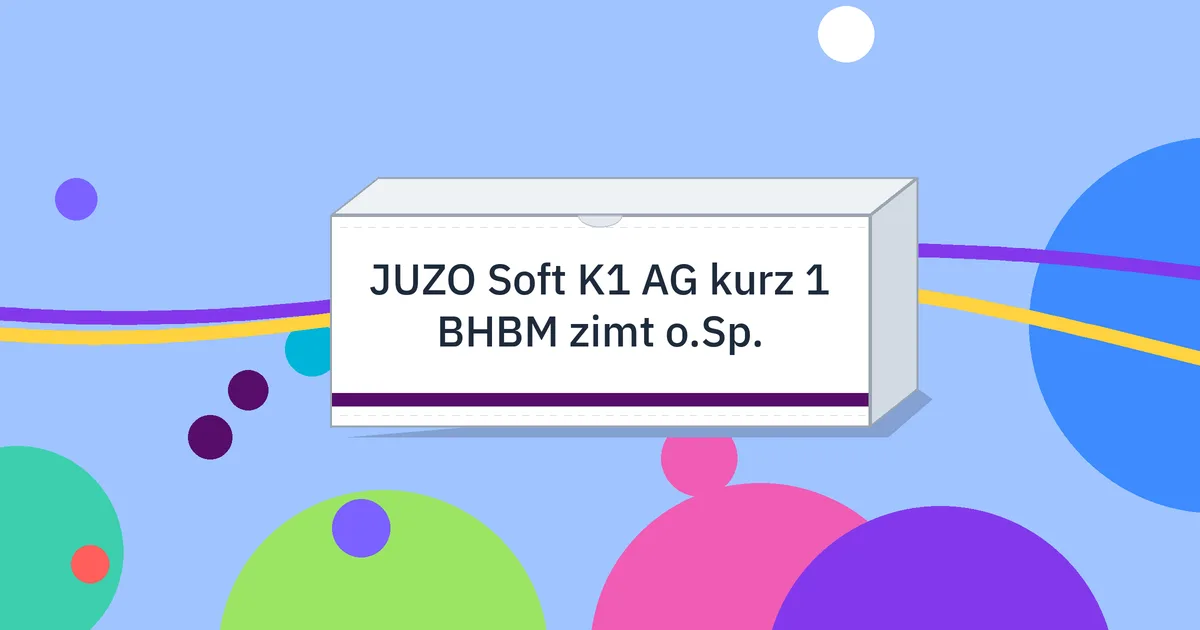 Symbolbild: Packung mit der Aufschrift JUZO Soft K1 AG kurz 1 BHBM zimt o.Sp. (PZN 14857483) – Verfügbarkeit und Bezug in Apotheken in Frankfurt am Main