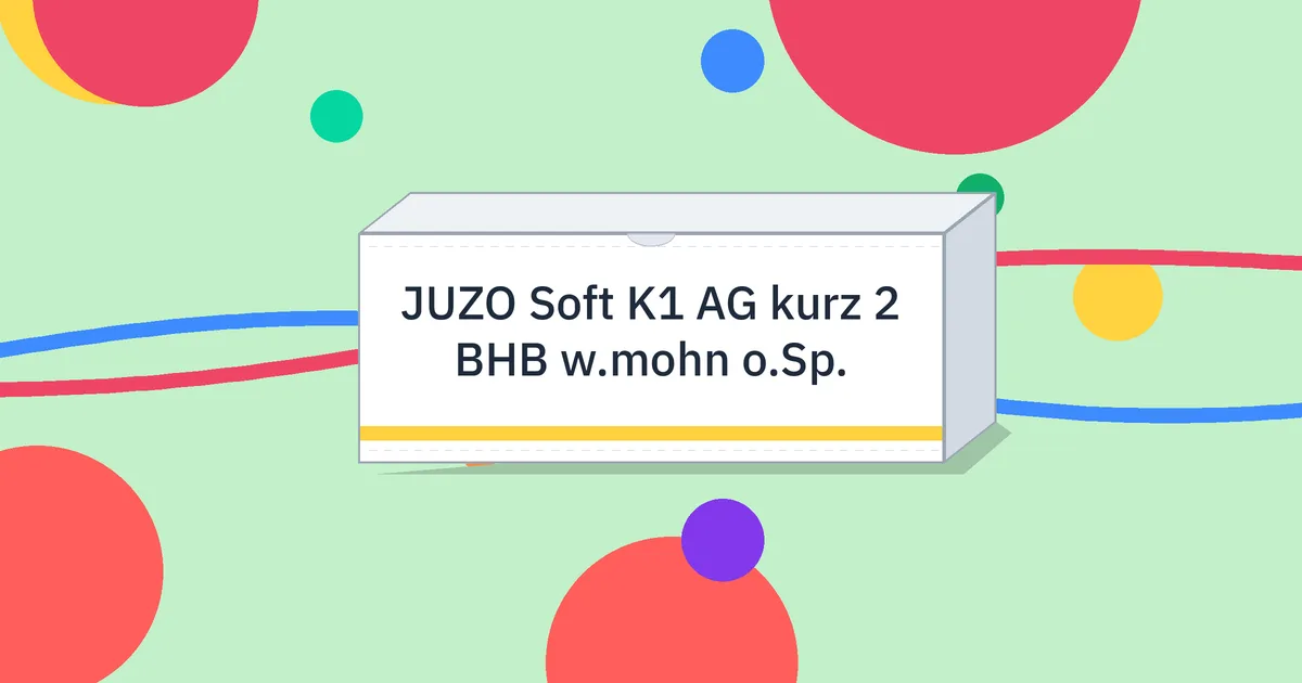 Symbolbild: Packung mit der Aufschrift JUZO Soft K1 AG kurz 2 BHB w.mohn o.Sp. (PZN 14839002) – Verfügbarkeit und Bezug in Apotheken in Frankfurt am Main