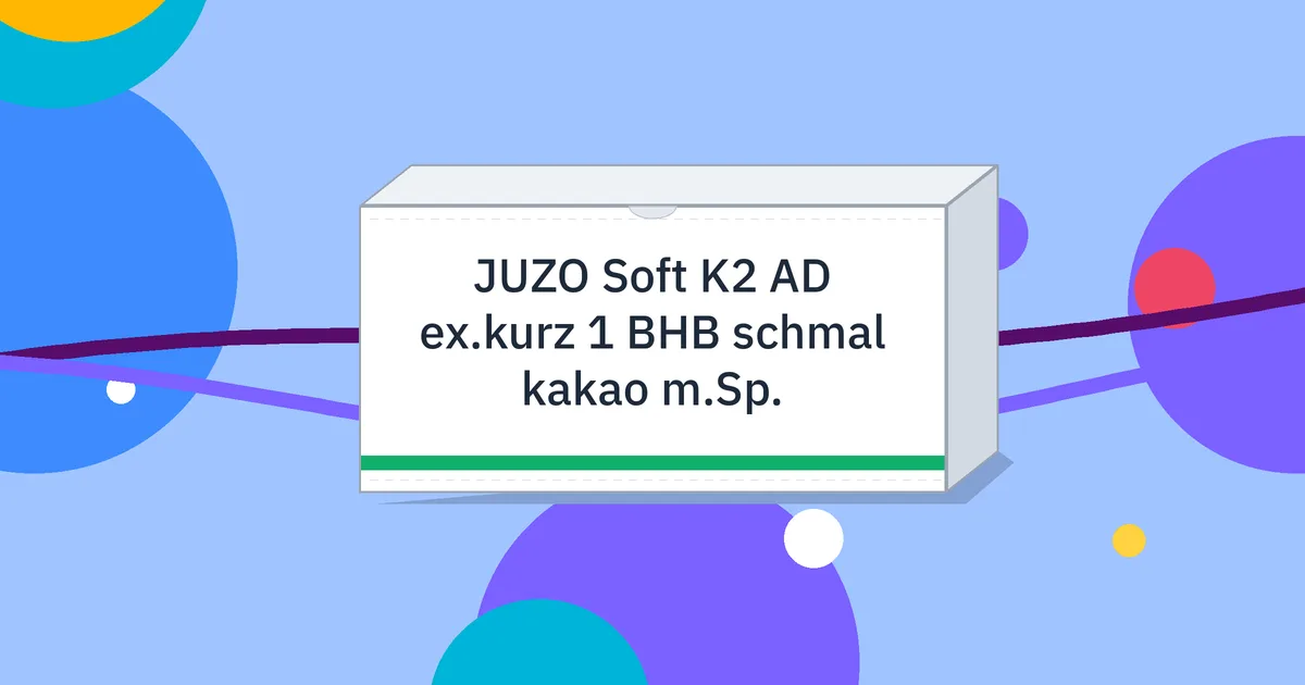 Symbolbild: Packung mit der Aufschrift JUZO Soft K2 AD ex.kurz 1 BHB schmal kakao m.Sp. (PZN 15466690) – Verfügbarkeit und Bezug in Apotheken in Frankfurt am Main