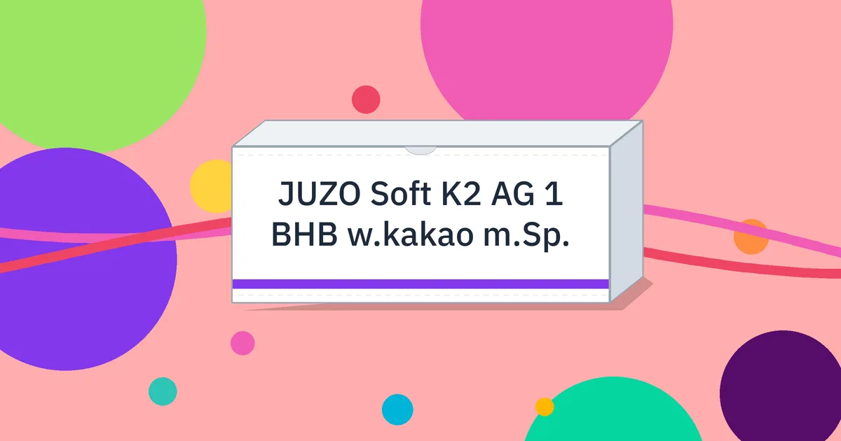 Symbolbild: Packung mit der Aufschrift JUZO Soft K2 AG 1 BHB w.kakao m.Sp. (PZN 14841051) – Verfügbarkeit und Bezug in Apotheken in Frankfurt am Main
