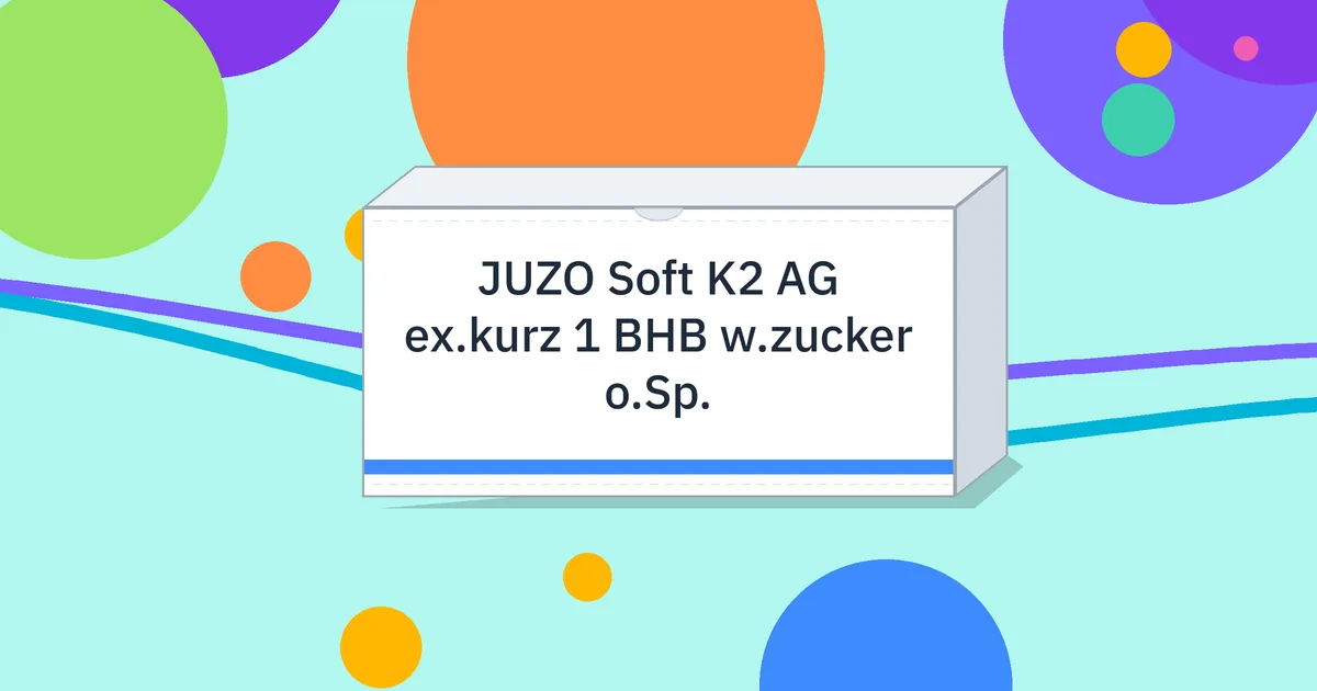 Symbolbild: Packung mit der Aufschrift JUZO Soft K2 AG ex.kurz 1 BHB w.zucker o.Sp. (PZN 14843759) – Verfügbarkeit und Bezug in Apotheken in Frankfurt am Main