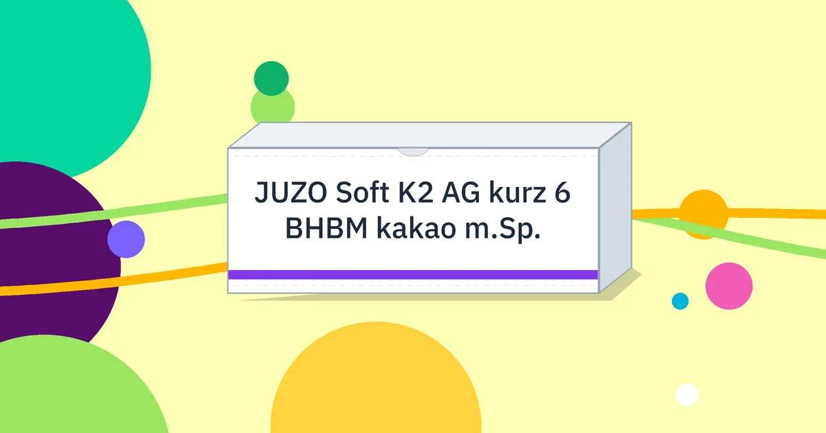 Symbolbild: Packung mit der Aufschrift JUZO Soft K2 AG kurz 6 BHBM kakao m.Sp. (PZN 14859967) – Verfügbarkeit und Bezug in Apotheken in Frankfurt am Main