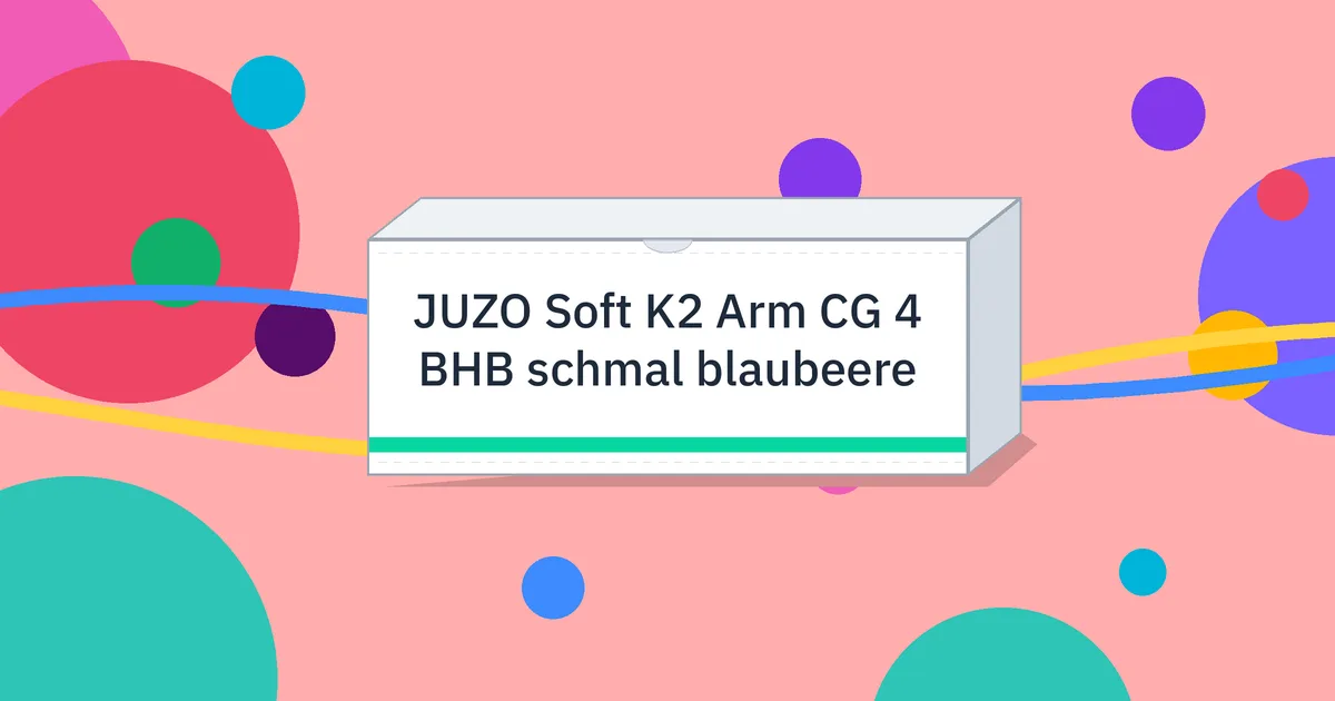 Symbolbild: Packung mit der Aufschrift JUZO Soft K2 Arm CG 4 BHB schmal blaubeere (PZN 15511580) – Verfügbarkeit und Bezug in Apotheken in Frankfurt am Main