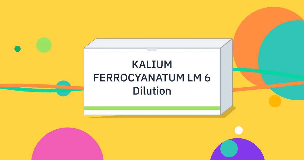 Symbolbild: Packung mit der Aufschrift KALIUM FERROCYANATUM LM 6 Dilution (PZN 12920964) – Verfügbarkeit und Bezug in Apotheken in Frankfurt am Main