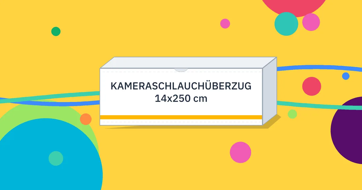Symbolbild: Packung mit der Aufschrift KAMERASCHLAUCHÜBERZUG 14x250 cm (PZN 10775624) – Verfügbarkeit und Bezug in Apotheken in Frankfurt am Main