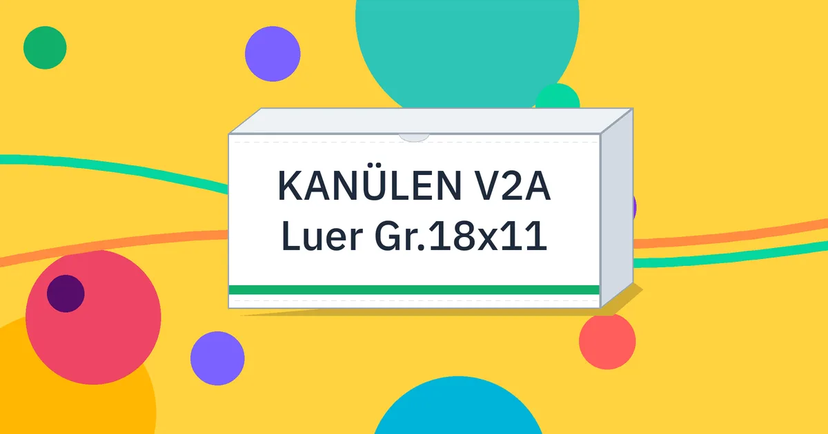 Symbolbild: Packung mit der Aufschrift KANÜLEN V2A Luer Gr.18x11 (PZN 02439639) – Verfügbarkeit und Bezug in Apotheken in Frankfurt am Main