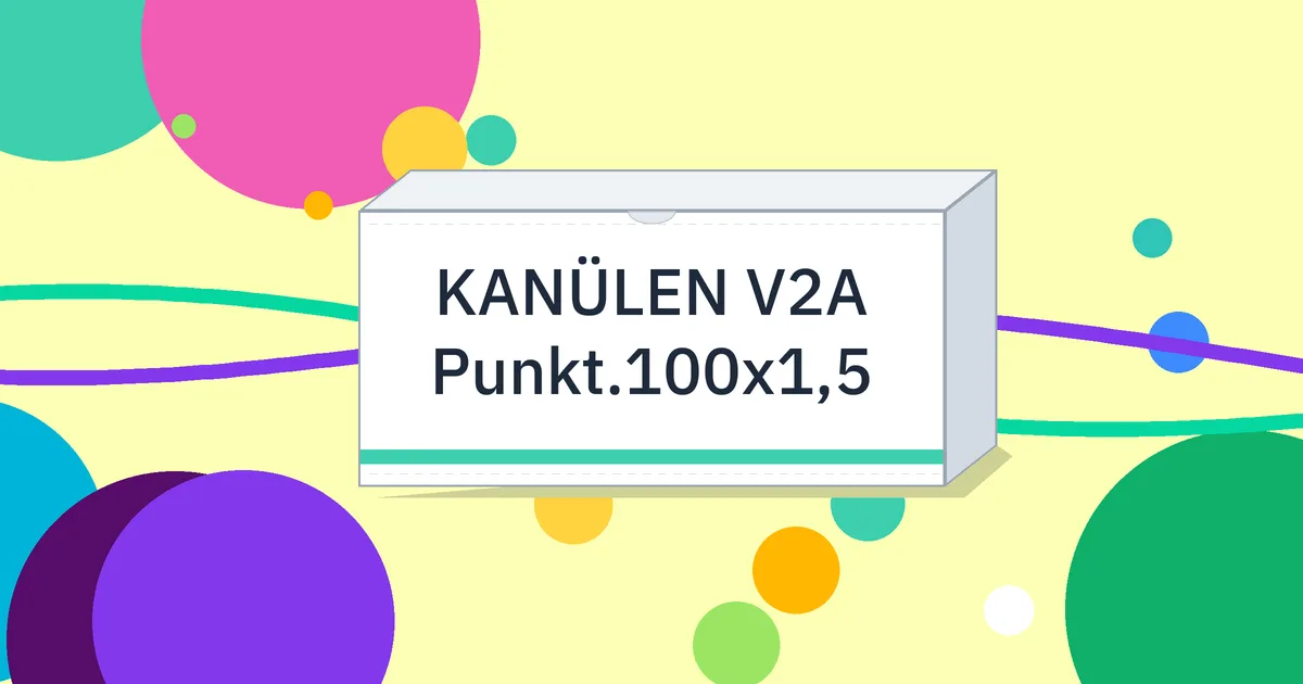 Symbolbild: Packung mit der Aufschrift KANÜLEN V2A Punkt.100x1,5 (PZN 01728838) – Verfügbarkeit und Bezug in Apotheken in Frankfurt am Main