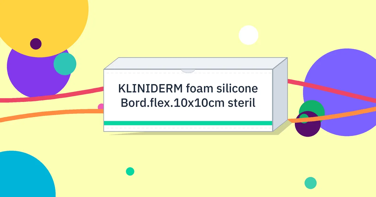 Symbolbild: Packung mit der Aufschrift KLINIDERM foam silicone Bord.flex.10x10cm steril (PZN 19869002) – Verfügbarkeit und Bezug in Apotheken in Frankfurt am Main