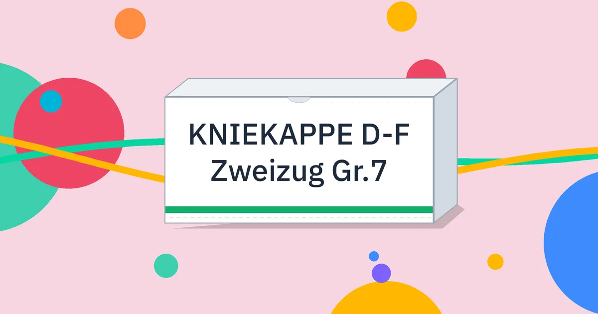 Symbolbild: Packung mit der Aufschrift KNIEKAPPE D-F Zweizug Gr.7 (PZN 01969625) – Verfügbarkeit und Bezug in Apotheken in Frankfurt am Main