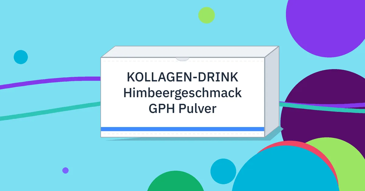 Symbolbild: Packung mit der Aufschrift KOLLAGEN-DRINK Himbeergeschmack GPH Pulver (PZN 20739204) – Verfügbarkeit und Bezug in Apotheken in Frankfurt am Main