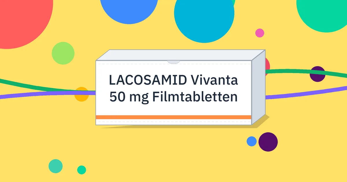 Symbolbild: Packung mit der Aufschrift LACOSAMID Vivanta 50 mg Filmtabletten (PZN 18083920) – Verfügbarkeit und Bezug in Apotheken in Frankfurt am Main