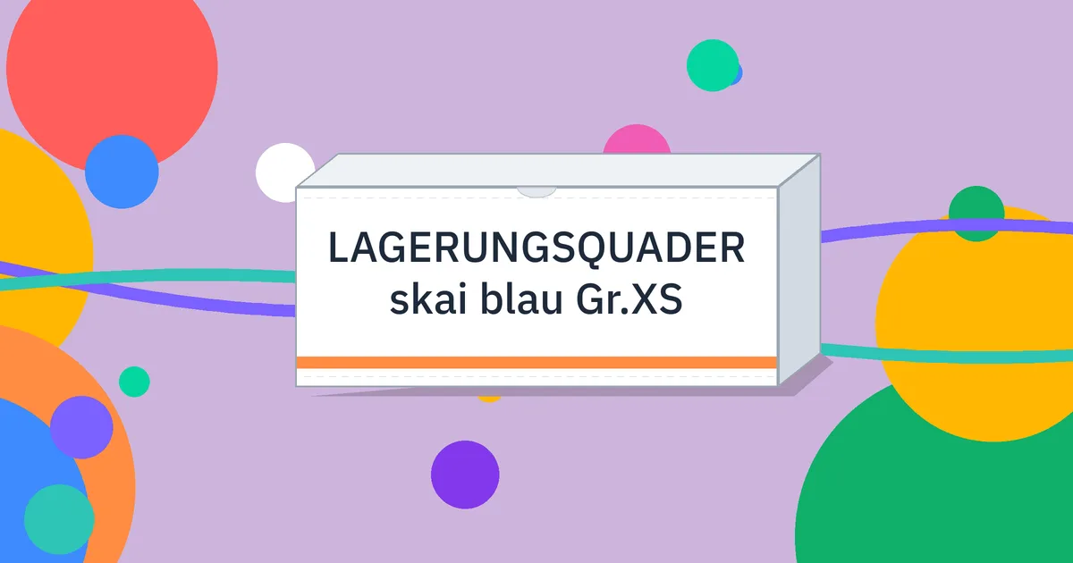 Symbolbild: Packung mit der Aufschrift LAGERUNGSQUADER skai blau Gr.XS (PZN 05452557) – Verfügbarkeit und Bezug in Apotheken in Frankfurt am Main