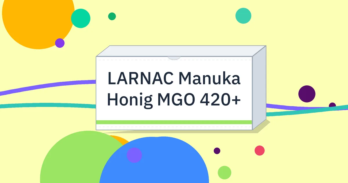 Symbolbild: Packung mit der Aufschrift LARNAC Manuka Honig MGO 420+ (PZN 20865794) – Verfügbarkeit und Bezug in Apotheken in Frankfurt am Main