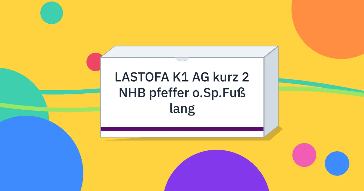 Symbolbild: Packung mit der Aufschrift LASTOFA K1 AG kurz 2 NHB pfeffer o.Sp.Fuß lang (PZN 14148137) – Verfügbarkeit und Bezug in Apotheken in Frankfurt am Main