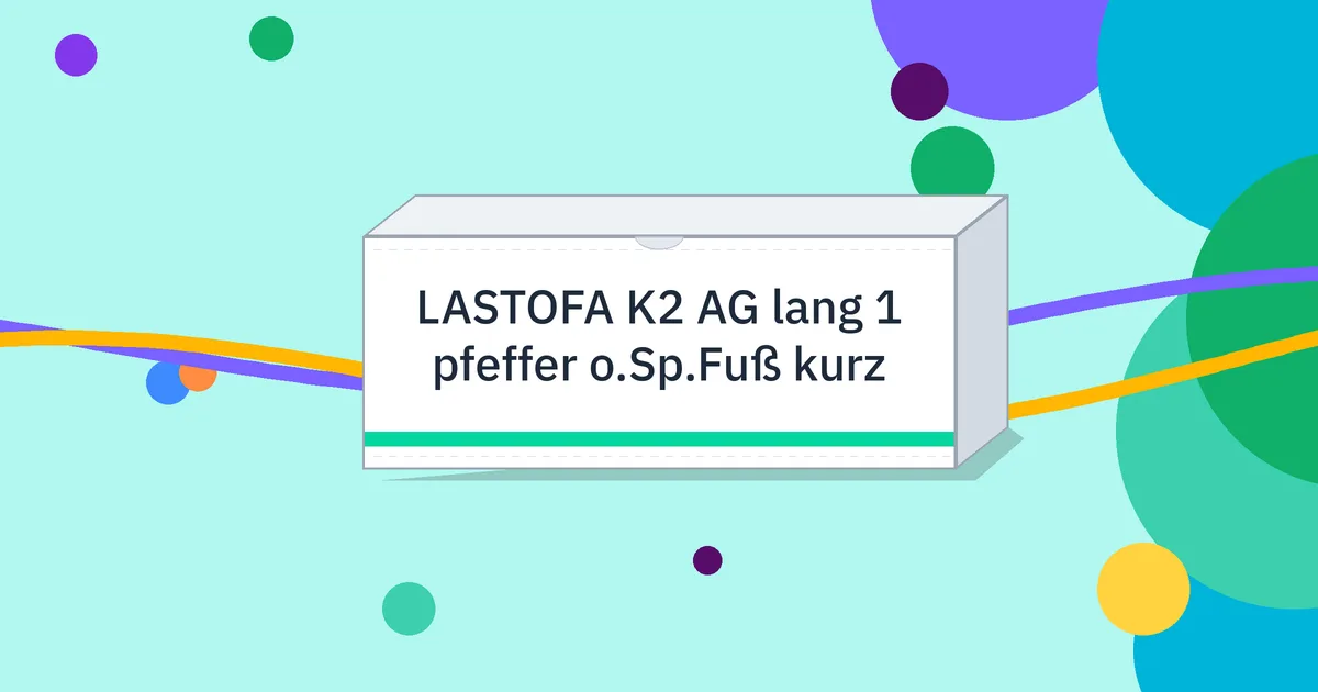 Symbolbild: Packung mit der Aufschrift LASTOFA K2 AG lang 1 pfeffer o.Sp.Fuß kurz (PZN 13802511) – Verfügbarkeit und Bezug in Apotheken in Frankfurt am Main