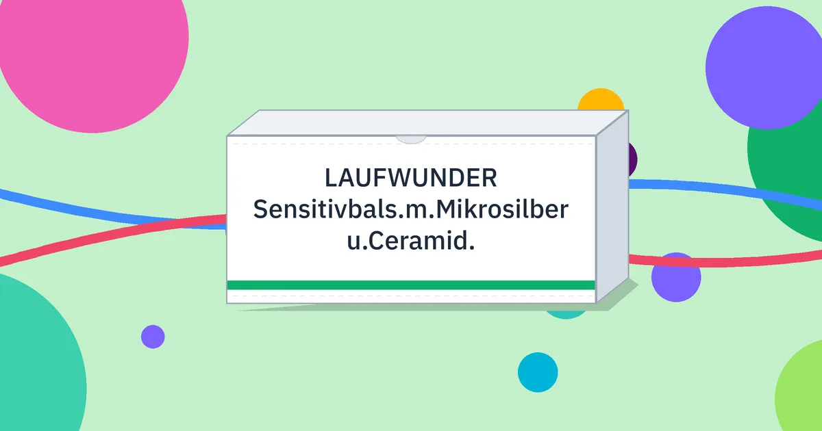 Symbolbild: Packung mit der Aufschrift LAUFWUNDER Sensitivbals.m.Mikrosilber u.Ceramid. (PZN 07749563) – Verfügbarkeit und Bezug in Apotheken in Frankfurt am Main
