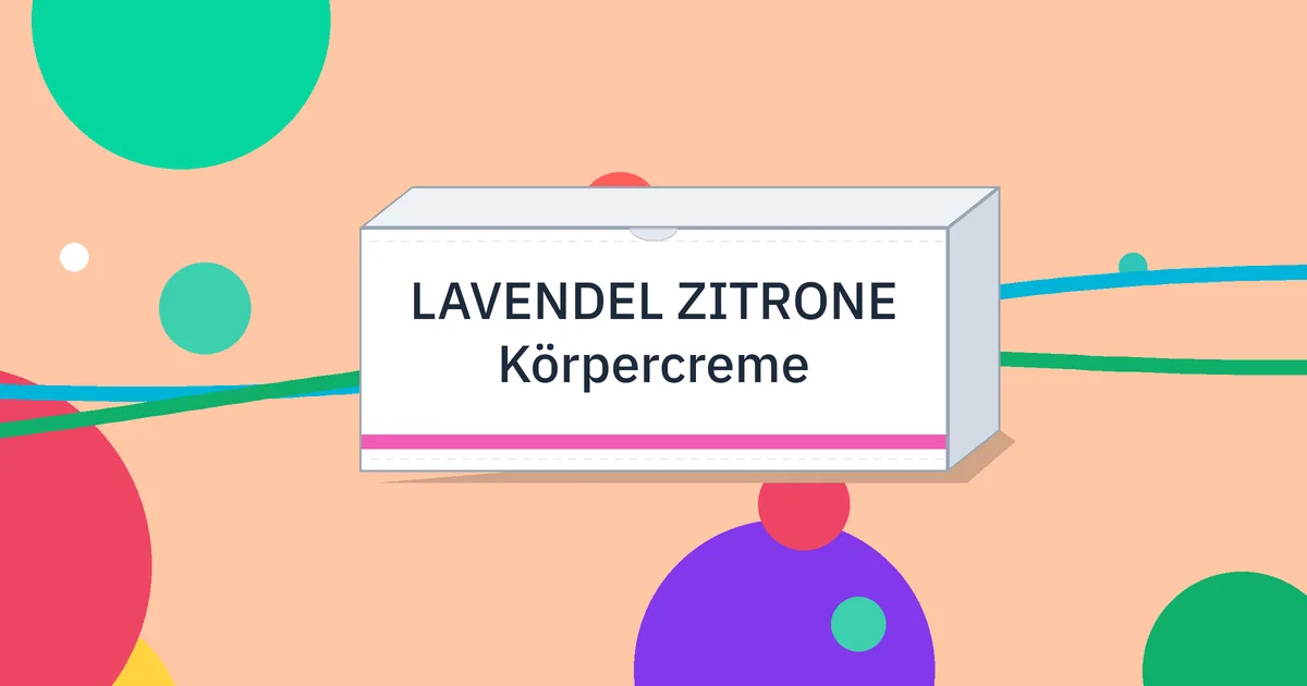 Symbolbild: Packung mit der Aufschrift LAVENDEL ZITRONE Körpercreme (PZN 16006789) – Verfügbarkeit und Bezug in Apotheken in Frankfurt am Main