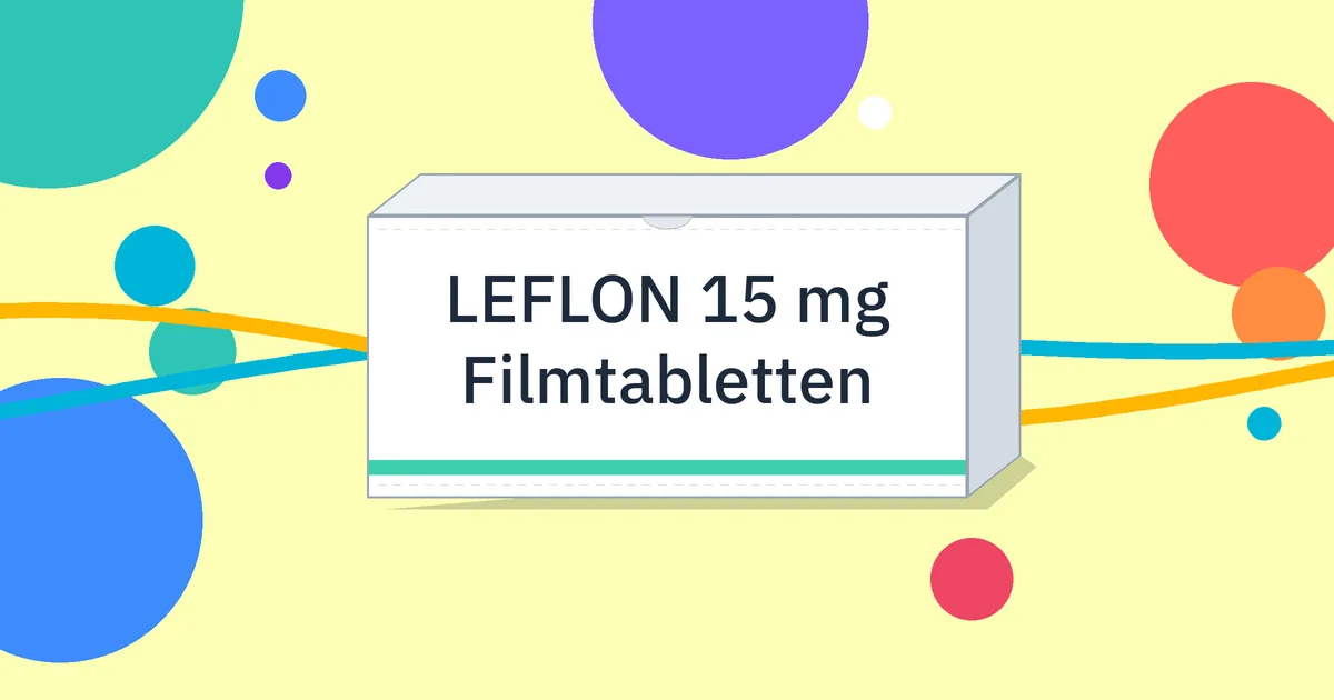 Symbolbild: Packung mit der Aufschrift LEFLON 15 mg Filmtabletten (PZN 17281658) – Verfügbarkeit und Bezug in Apotheken in Frankfurt am Main