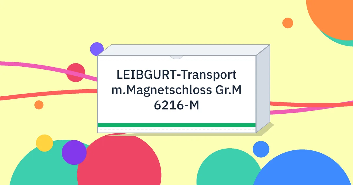Symbolbild: Packung mit der Aufschrift LEIBGURT-Transport m.Magnetschloss Gr.M 6216-M (PZN 13586349) – Verfügbarkeit und Bezug in Apotheken in Frankfurt am Main