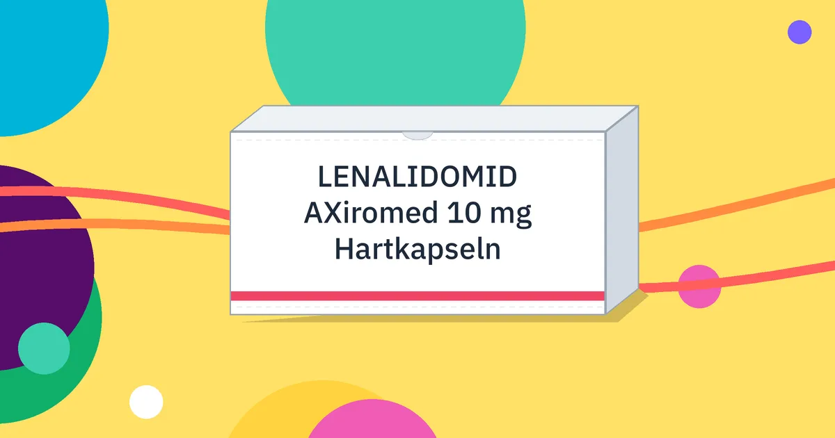 Symbolbild: Packung mit der Aufschrift LENALIDOMID AXiromed 10 mg Hartkapseln (PZN 18488858) – Verfügbarkeit und Bezug in Apotheken in Frankfurt am Main