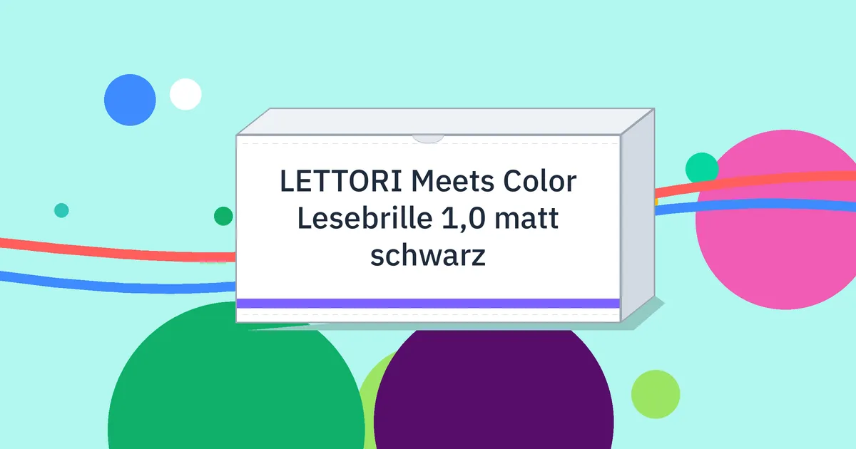 Symbolbild: Packung mit der Aufschrift LETTORI Meets Color Lesebrille 1,0 matt schwarz (PZN 11056972) – Verfügbarkeit und Bezug in Apotheken in Frankfurt am Main