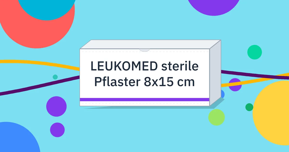Symbolbild: Packung mit der Aufschrift LEUKOMED sterile Pflaster 8x15 cm (PZN 19134677) – Verfügbarkeit und Bezug in Apotheken in Frankfurt am Main