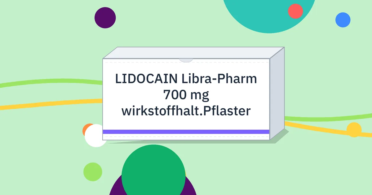 Symbolbild: Packung mit der Aufschrift LIDOCAIN Libra-Pharm 700 mg wirkstoffhalt.Pflaster (PZN 17613497) – Verfügbarkeit und Bezug in Apotheken in Frankfurt am Main