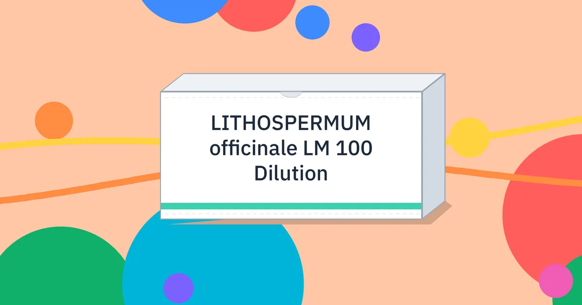 Symbolbild: Packung mit der Aufschrift LITHOSPERMUM officinale LM 100 Dilution (PZN 13532299) – Verfügbarkeit und Bezug in Apotheken in Frankfurt am Main