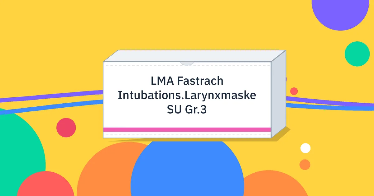 Symbolbild: Packung mit der Aufschrift LMA Fastrach Intubations.Larynxmaske SU Gr.3 (PZN 10849038) – Verfügbarkeit und Bezug in Apotheken in Frankfurt am Main