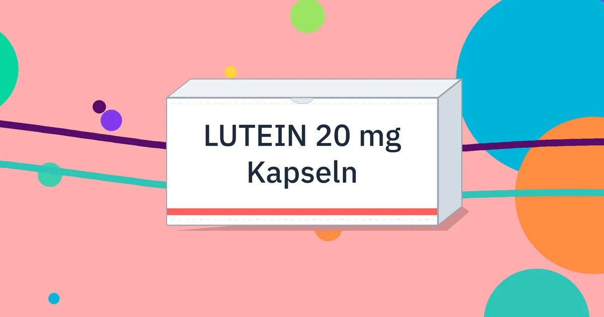 Symbolbild: Packung mit der Aufschrift LUTEIN 20 mg Kapseln (PZN 10309862) – Verfügbarkeit und Bezug in Apotheken in Frankfurt am Main