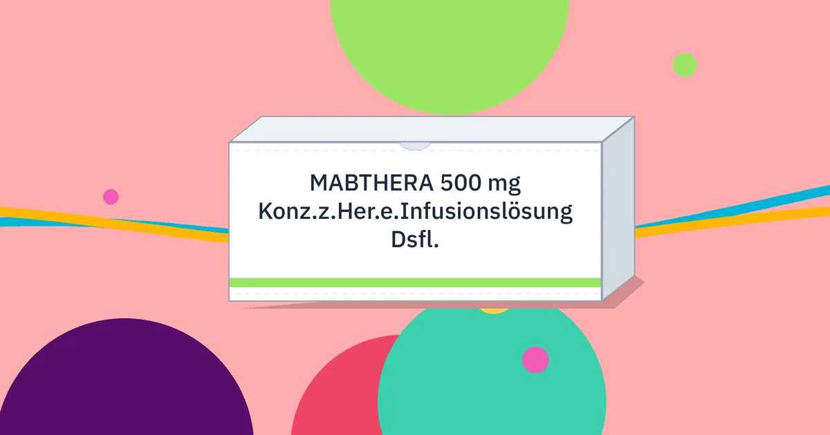 Symbolbild: Packung mit der Aufschrift MABTHERA 500 mg Konz.z.Her.e.Infusionslösung Dsfl. (PZN 11369234) – Verfügbarkeit und Bezug in Apotheken in Frankfurt am Main