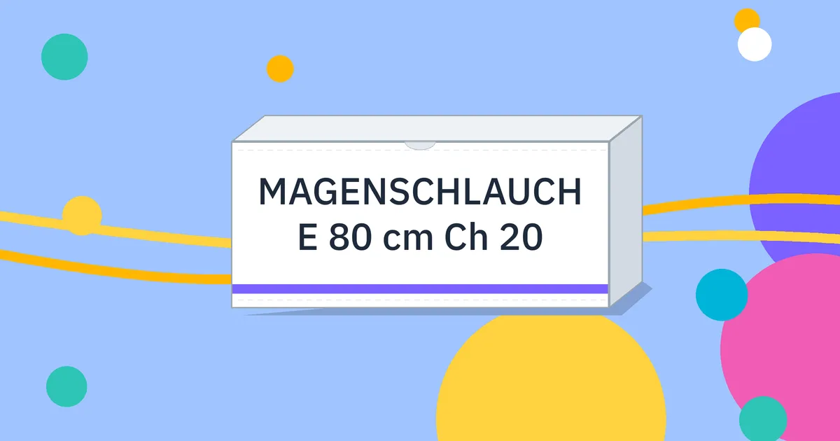 Symbolbild: Packung mit der Aufschrift MAGENSCHLAUCH E 80 cm Ch 20 (PZN 02442185) – Verfügbarkeit und Bezug in Apotheken in Frankfurt am Main