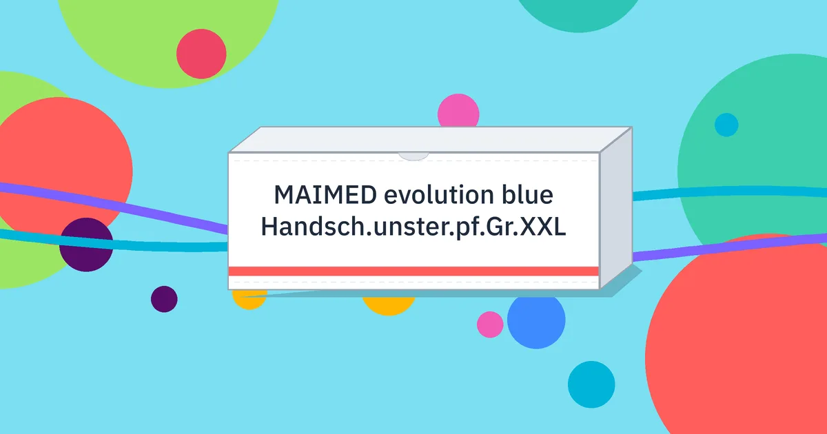 Symbolbild: Packung mit der Aufschrift MAIMED evolution blue Handsch.unster.pf.Gr.XXL (PZN 10192644) – Verfügbarkeit und Bezug in Apotheken in Frankfurt am Main