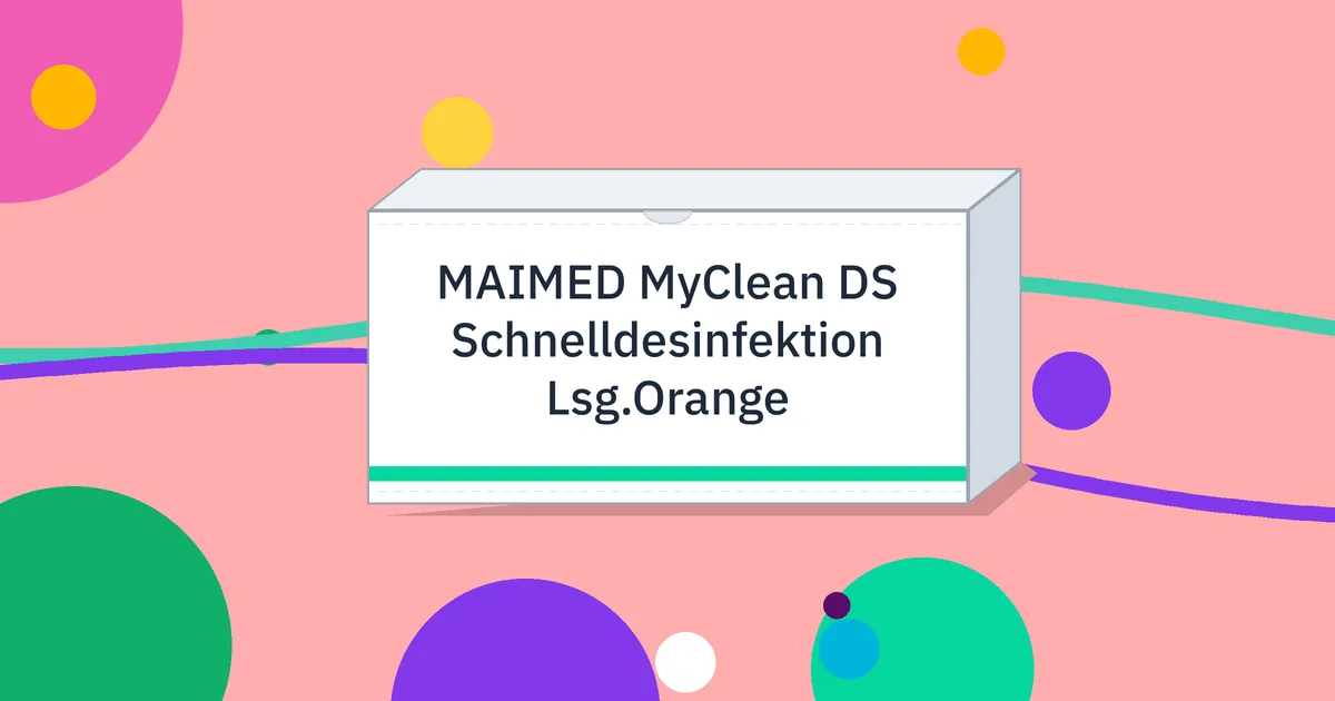 Symbolbild: Packung mit der Aufschrift MAIMED MyClean DS Schnelldesinfektion Lsg.Orange (PZN 10297739) – Verfügbarkeit und Bezug in Apotheken in Frankfurt am Main