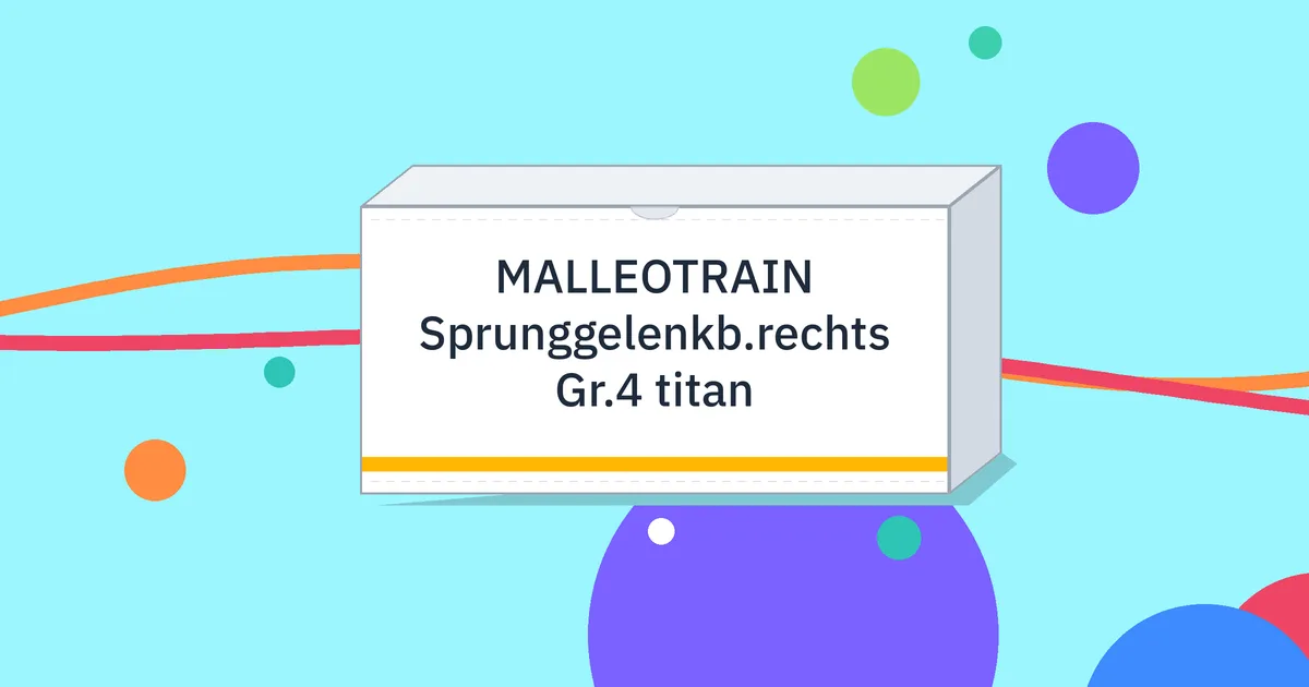 Symbolbild: Packung mit der Aufschrift MALLEOTRAIN Sprunggelenkb.rechts Gr.4 titan (PZN 01284100) – Verfügbarkeit und Bezug in Apotheken in Frankfurt am Main